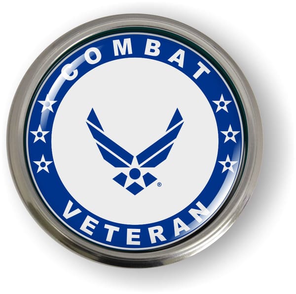 U.S. Air Force Combat Veteran Domed Emblem - BestLicensePlateFrames.com
