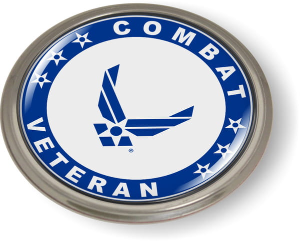 U.S. Air Force Combat Veteran Domed Emblem - BestLicensePlateFrames.com