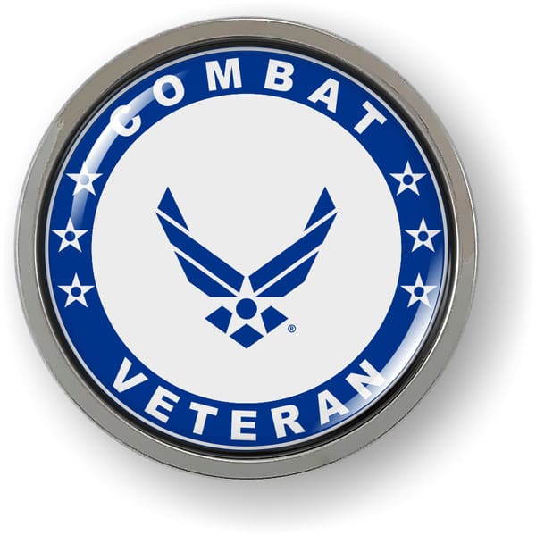 U.S. Air Force Combat Veteran Domed Emblem - BestLicensePlateFrames.com