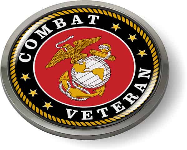US Marine Corps Combat Veteran Domed Emblem - BestLicensePlateFrames.com