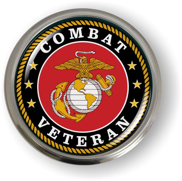 US Marine Corps Combat Veteran Domed Emblem - BestLicensePlateFrames.com