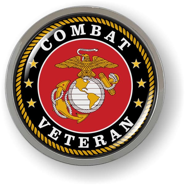 US Marine Corps Combat Veteran Domed Emblem - BestLicensePlateFrames.com