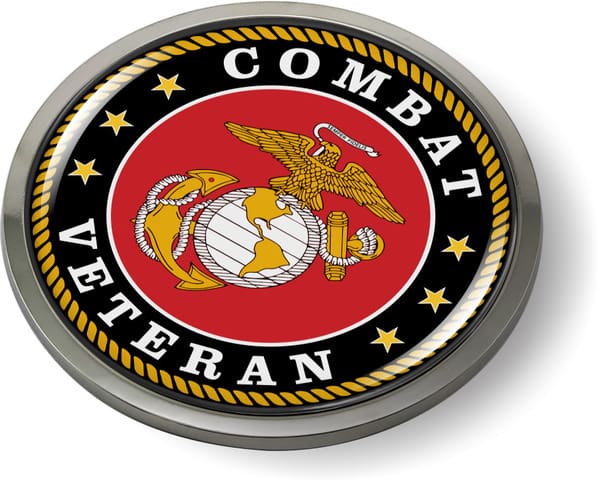 US Marine Corps Combat Veteran Domed Emblem - BestLicensePlateFrames.com