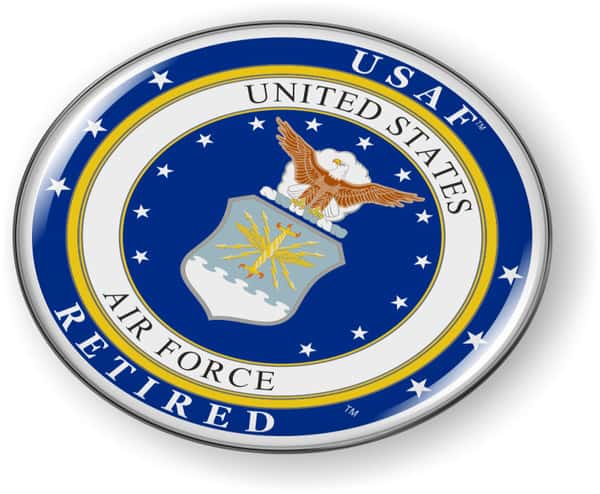 U.S. Air Force Retired Emblem - BestLicensePlateFrames.com