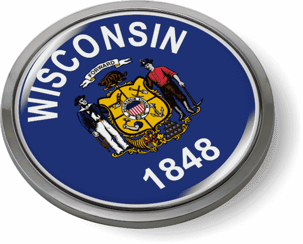 Wisconsin - State Flag Emblem - Best License Plate Frames