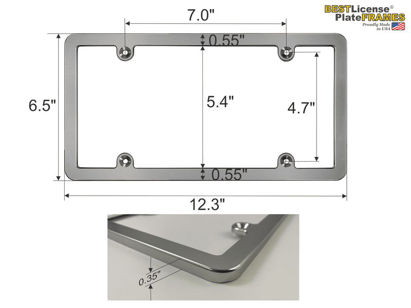 CNC Machined Aluminum License Plate Frame - Slim Line (Silver)