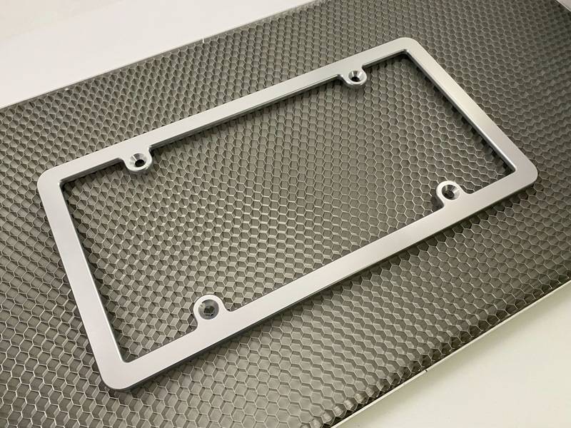 CNC Machined Aluminum License Plate Frame - Slim Line (Silver)