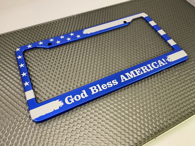 God Bless America! - Aluminum Car License Plate Frames