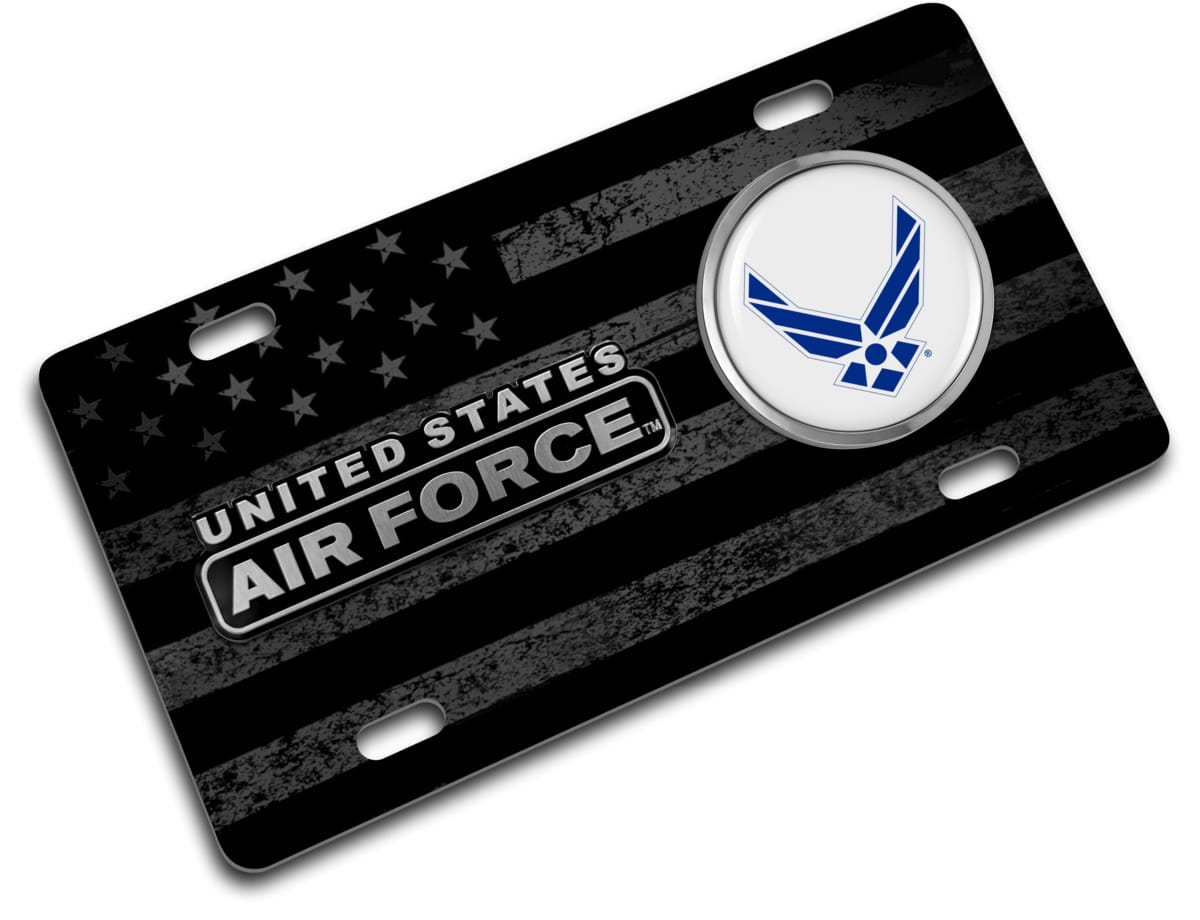 U.S. Air Force License Plate - Stainless Steel 6x12 with Emblem