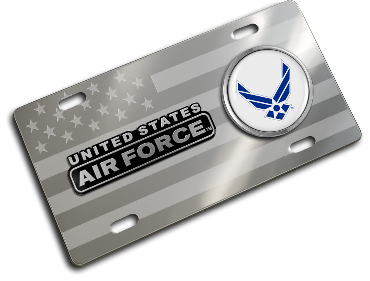 U.S. Air Force License Plate - Stainless Steel 6x12 with Emblem