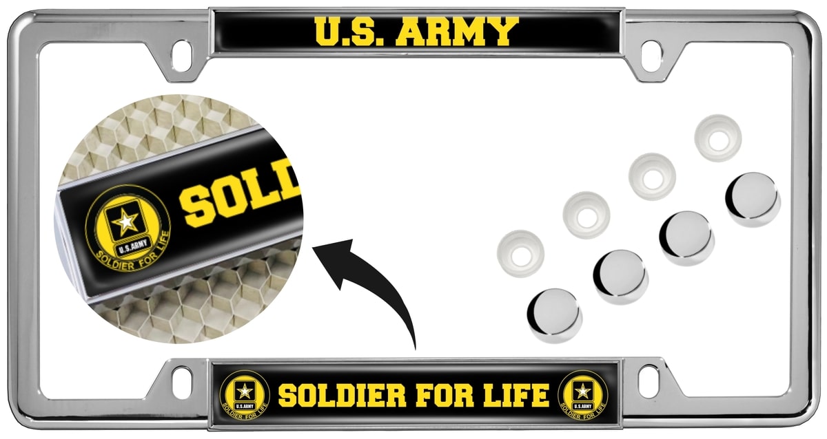 U.S. Army Soldier for Life Patriotic Car Metal License Plate Frame ...