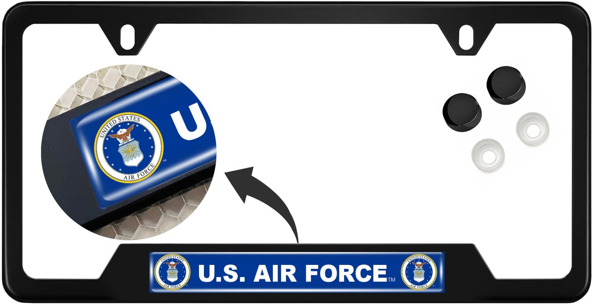 U.S. Air Force Patriotic Stainless Steel 2-hole Car License Plate Frame ...