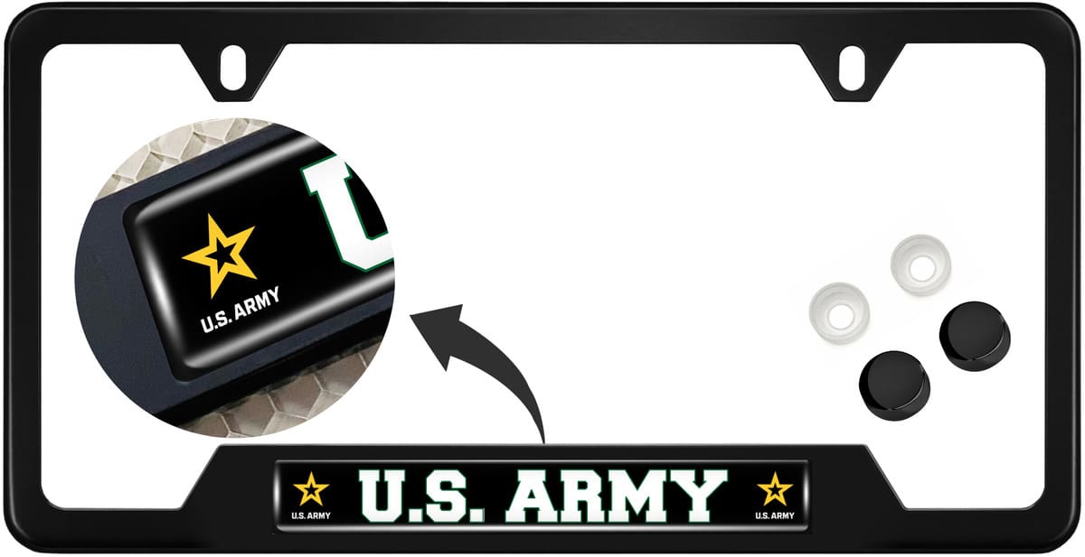 U.S. Army Star Logo Patriotic Stainless Steel 2-hole Car License Plate ...