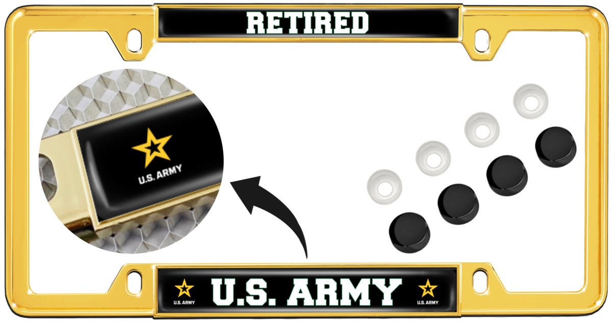 U.S. Army Retired with Star Logo Patriotic Car Metal License Plate ...