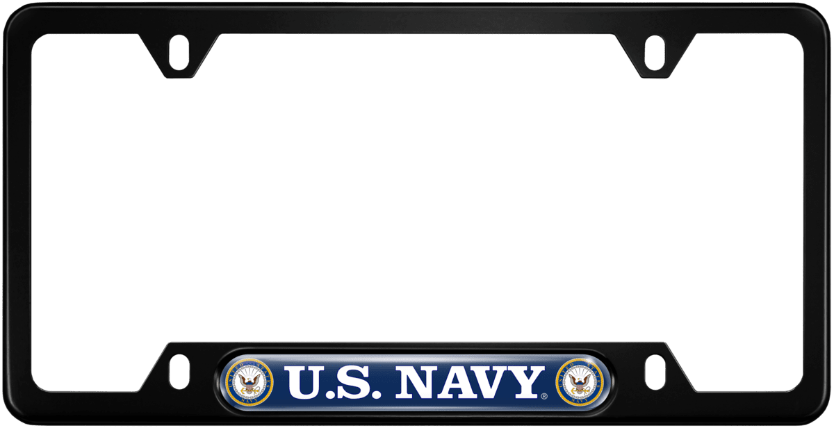 U.S. Navy - Anodized Aluminum License Plate Frame with Clear Dome
