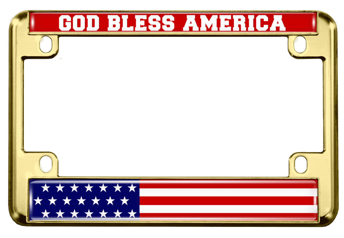 God Bless America USA Flag Patriotic Motorcycle License Plate Frame ...